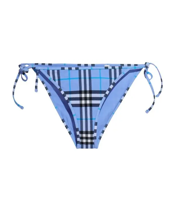 Burberry Checked Side-tied Bikini Briefs - Blue