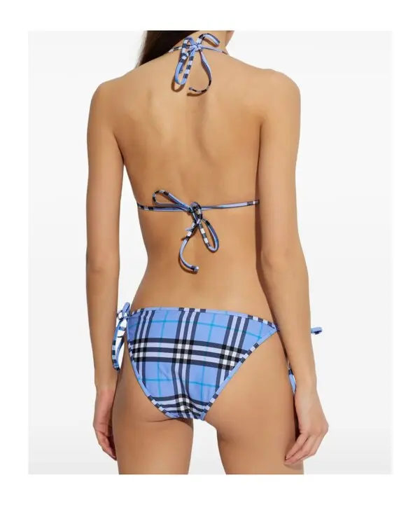 Burberry Checked Side-tied Bikini Briefs - Blue