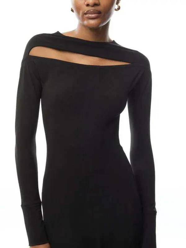 Victoria Beckham Long-sleeved Cut-out Dress With Side Slit