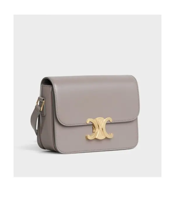 Celine Teen Triomphe Bag In Shiny Calfskin - Gray