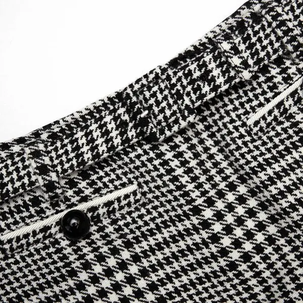 SELF-PORTRAIT Houndstooth Cropped Jacket With Diamanté Trim - Black