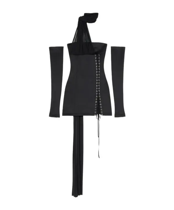 Blumarine Off-shoulder Corset Mini Dress - Black
