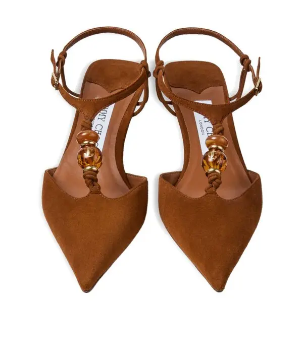JIMMY CHOO Lauri Bead-embellished Pumps - Brown