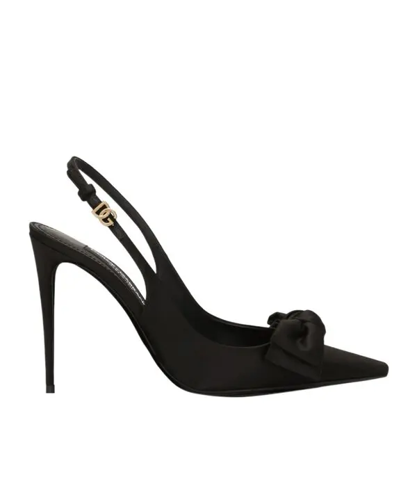 Dolce & Gabbana Satin Slingback Heels With Bow Detail