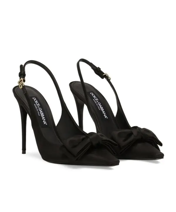 Dolce & Gabbana Satin Slingback Heels With Bow Detail