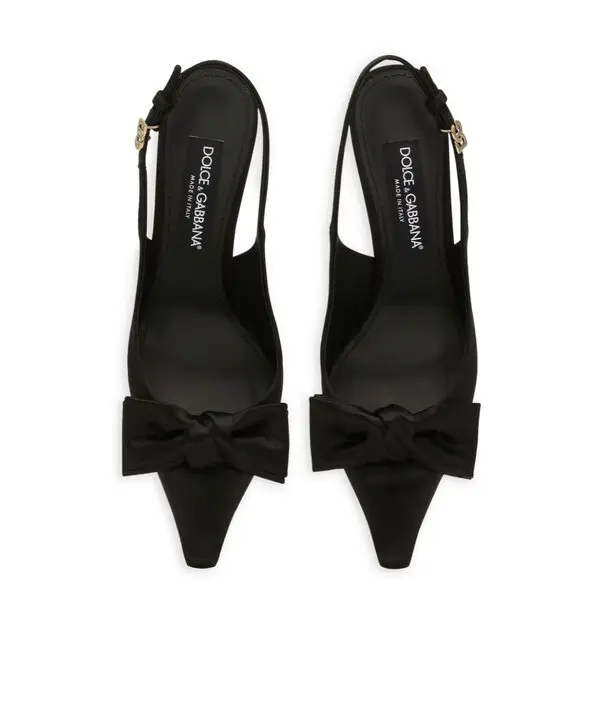 Dolce & Gabbana Satin Slingback Heels With Bow Detail