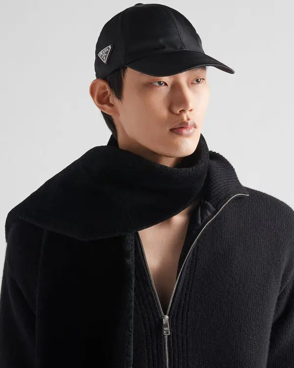 Prada Ribbed Knit Zip-up Cardigan With Triangular Logo