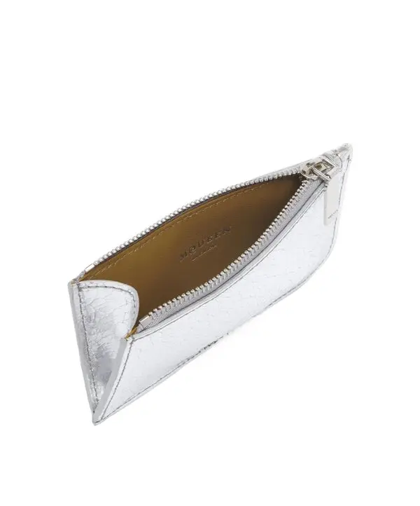 Alexander McQueen Logo Lettering Zipped Wallet - Silver