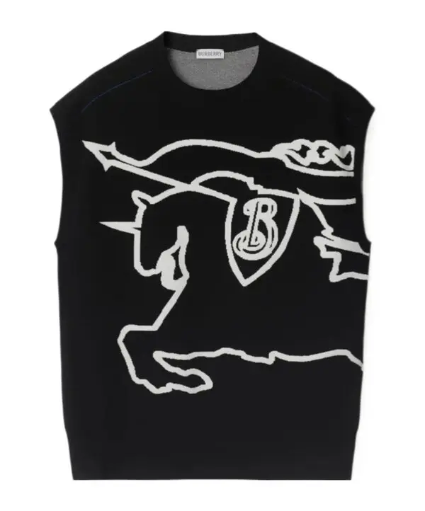 Burberry Logo-knit Gilet - Black/chalk