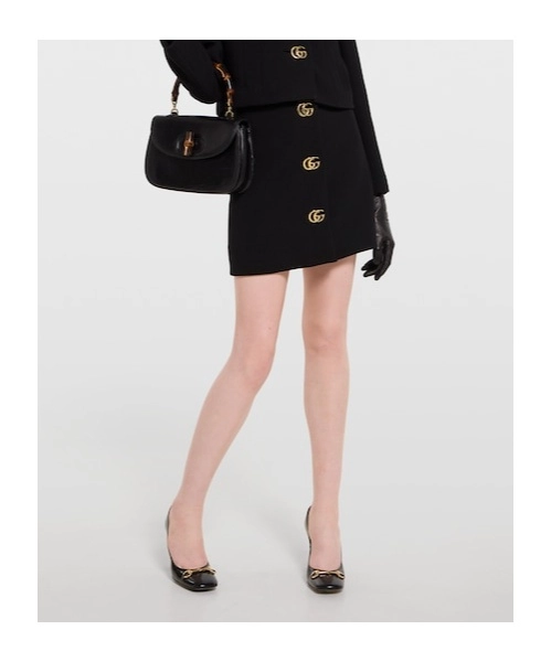 Gucci Double G Button Crêpe Skirt