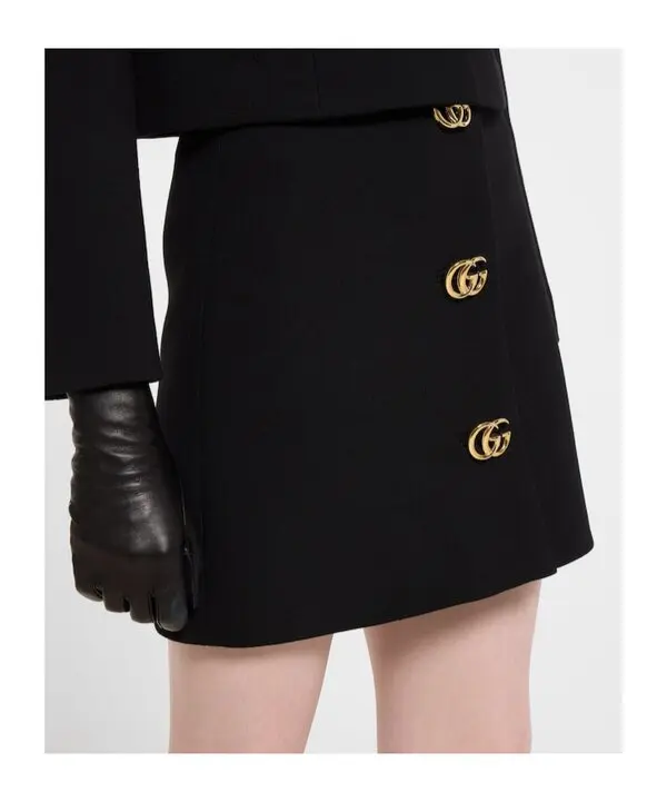 Gucci Double G Button Crêpe Skirt