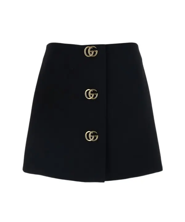 Gucci Double G Button Crêpe Skirt - Black