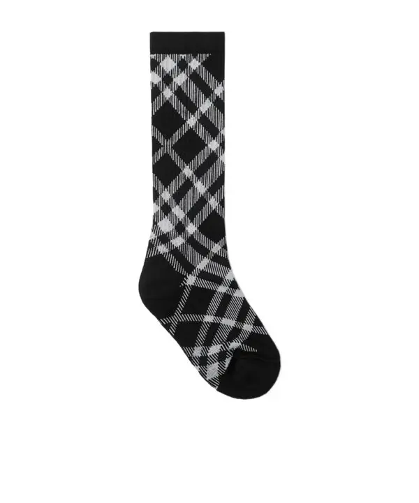 Burberry Check-print Crew Socks - Black