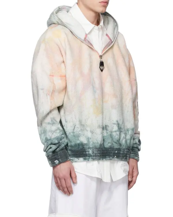 We11Done Tie-dye Zip-up Hooded Sweater