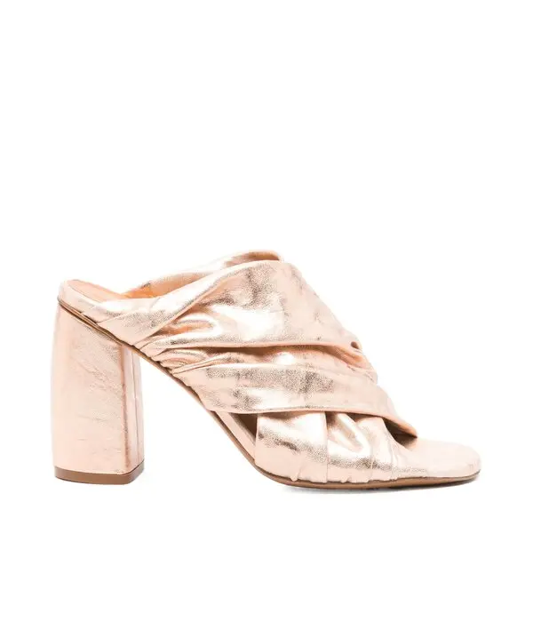 FORTE_FORTE Metallic Gathered Heeled Mules