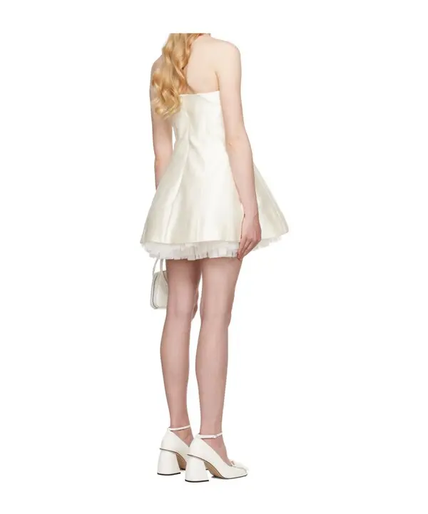 SHUSHU/TONG Strapless Satin Mini Dress With Tulle Layering