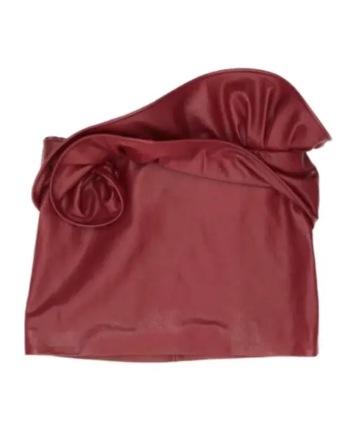Magda Butrym Mini Leather Skirt With Ruffled Hem - Red