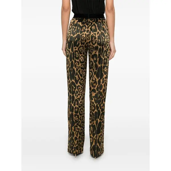 TOM FORD Leopard Print Wide Leg Pants - Camel