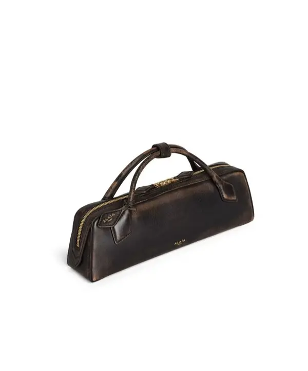 Alaïa Le Teckel Clutch In Aged Leather - Black