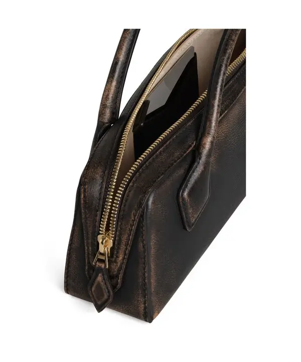 Alaïa Le Teckel Clutch In Aged Leather - Black