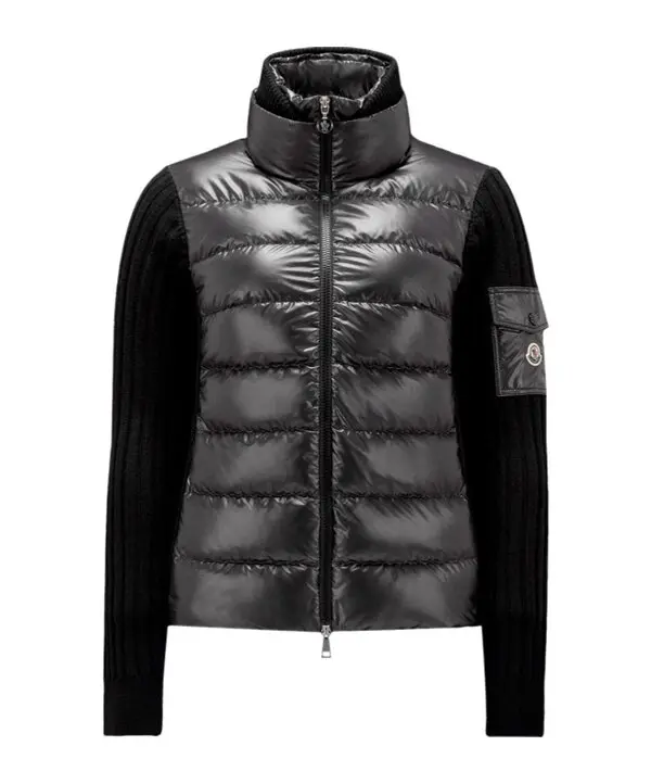Moncler Long-sleeved Cardigan With Nylon Padding