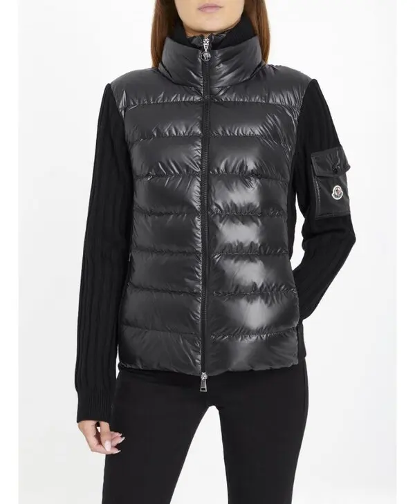 Moncler Long-sleeved Cardigan With Nylon Padding