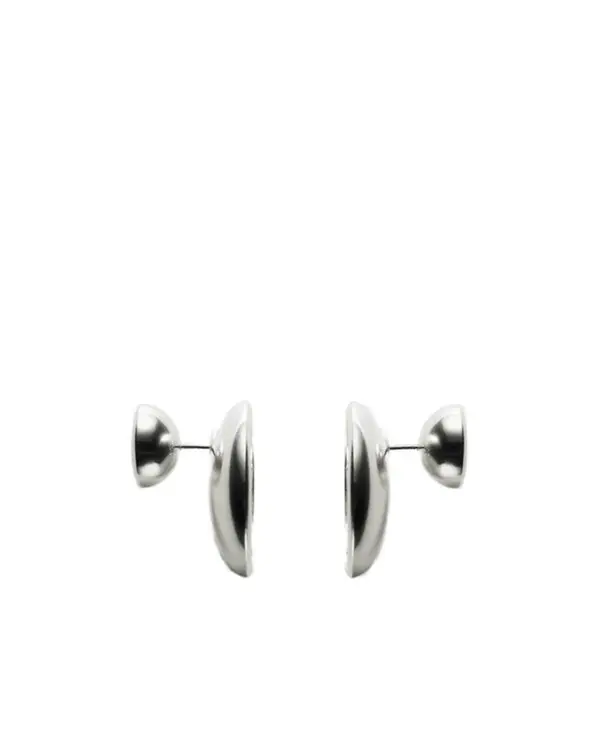 Bottega Veneta Concave Earrings In Silver - Gray