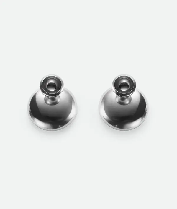 Bottega Veneta Concave Earrings In Silver - Gray