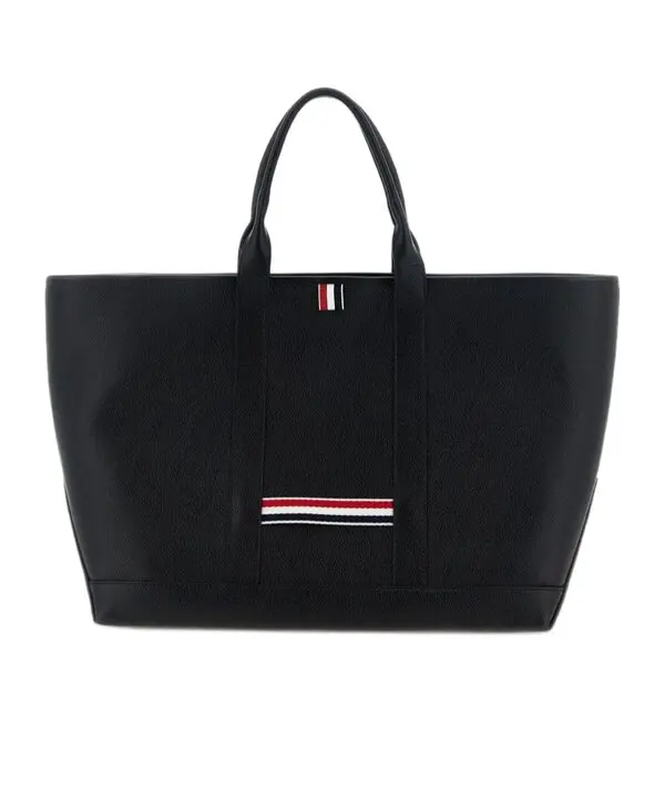 Thom Browne Medium Leather Tote Bag - Black