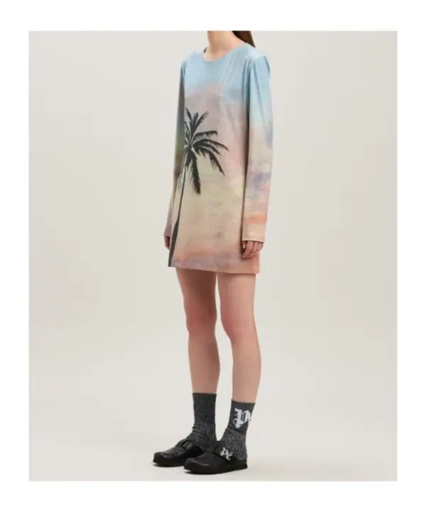 Palm Angels Sunrise Palm Lurex Mini Dress