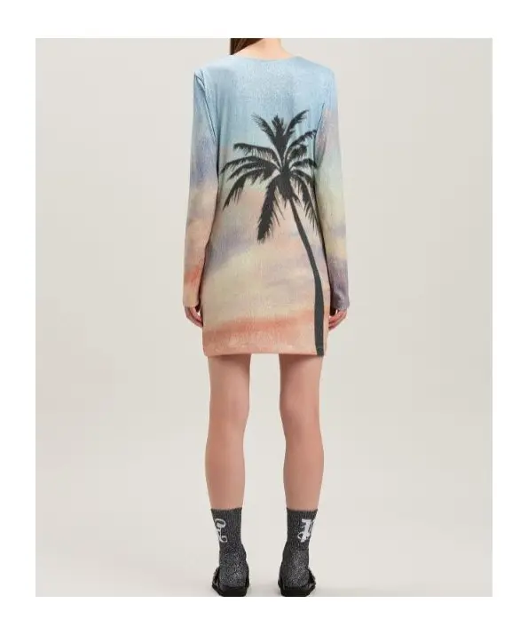 Palm Angels Sunrise Palm Lurex Mini Dress