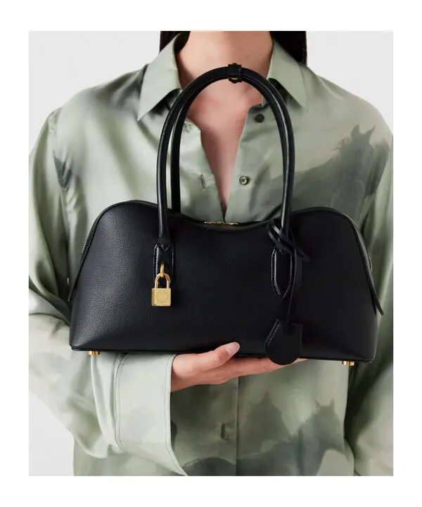 Stella McCartney Ryder Lock Plaque Shoulder Bag - Black