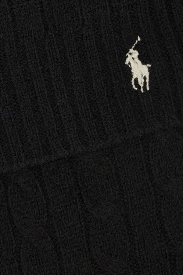 Polo Ralph Lauren Logo Embroidered Cable Knitted Scarf