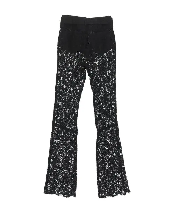 Alessandra Rich Lace Wide Leg Pants With Embellished Detail