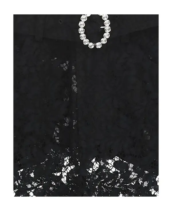 Alessandra Rich Lace Wide Leg Pants With Embellished Detail