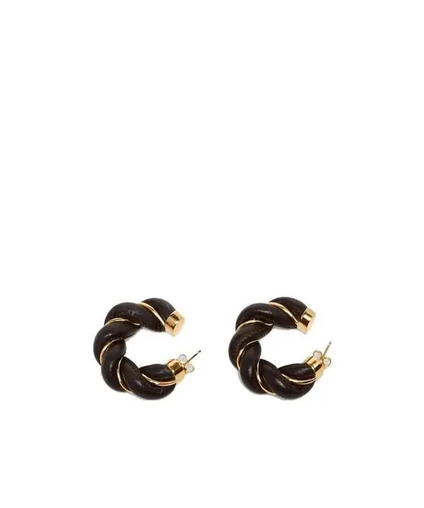 Bottega Veneta Twisted Hoop Earrings - Black