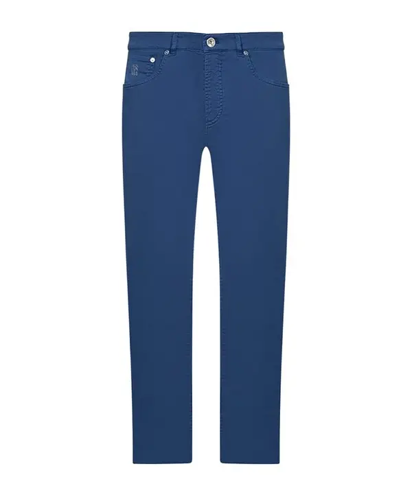 Brunello Cucinelli Embroidered Belted Trousers - Blue