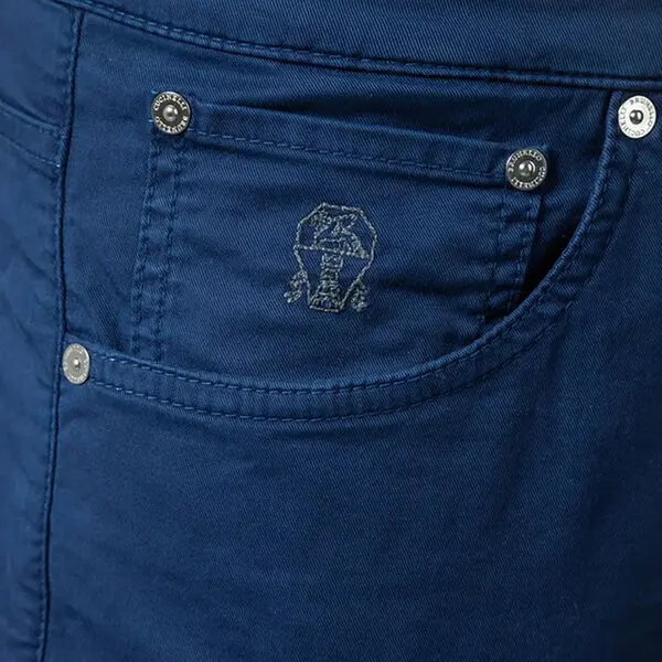 Brunello Cucinelli Embroidered Belted Trousers - Blue