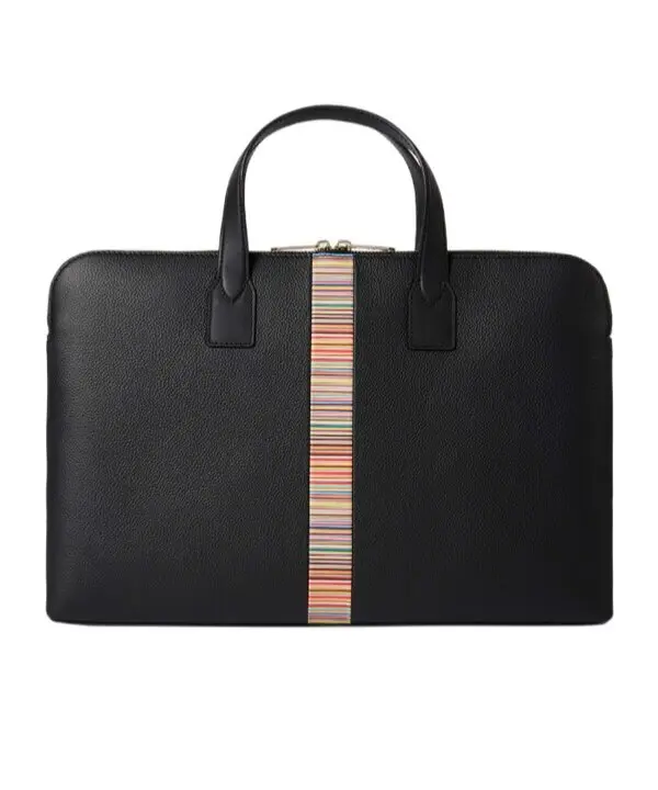 Paul Smith Handheld Document Bag With Signature Stripes - Black