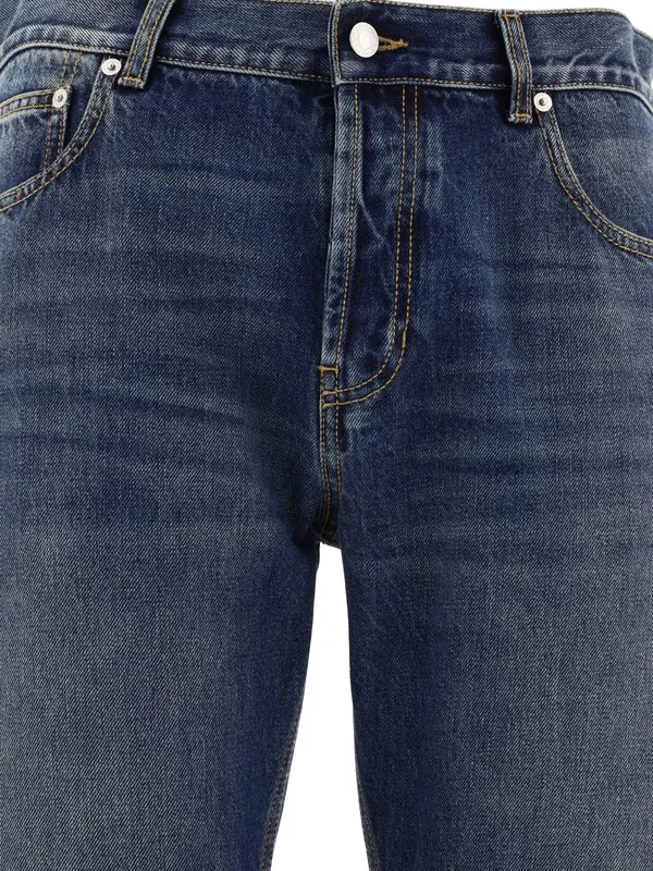Alexander McQueen Logo Detailed Straight Leg Jeans