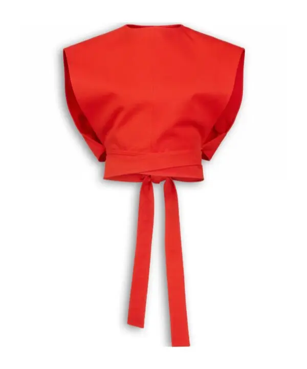 Alaïa Belted Wrap Top - Red