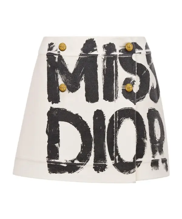 Dior Wrap Miniskirt With Miss Graffiti Pattern - White