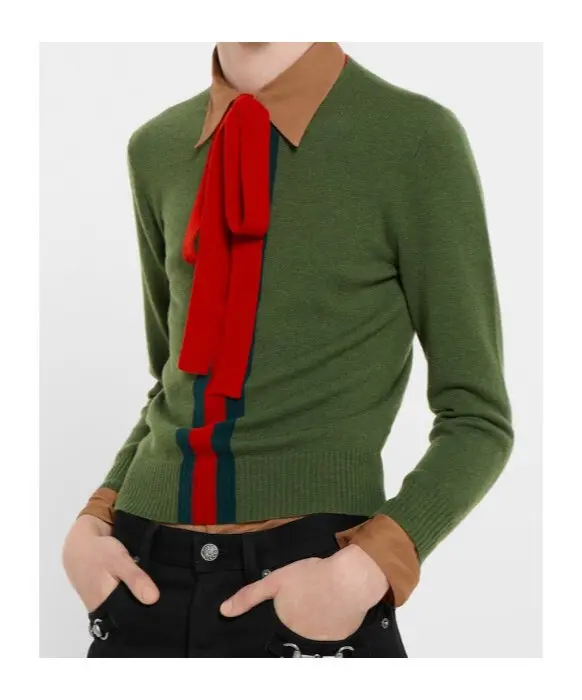 Gucci Cashmere Knit Sweater With Ribbon Detail