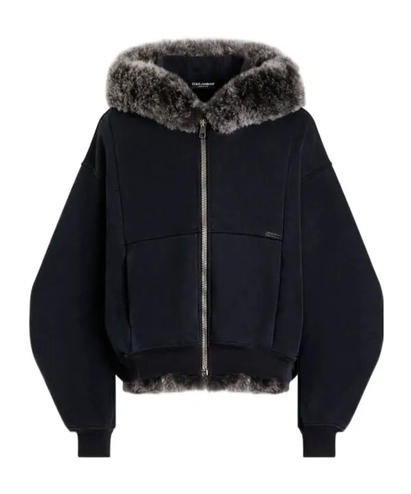 Dolce & Gabbana Fur Trimmed Hooded Zip Jacket