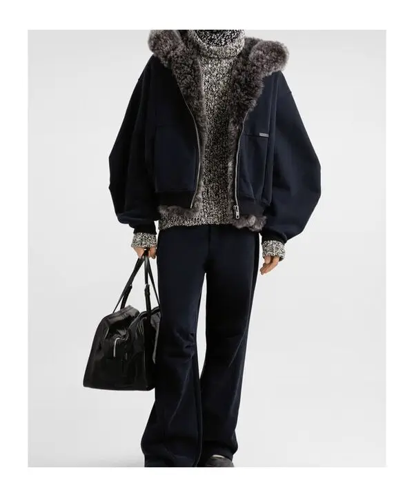 Dolce & Gabbana Fur Trimmed Hooded Zip Jacket