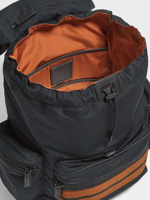 Zegna Logo Printed Stripe-trimmed Backpack