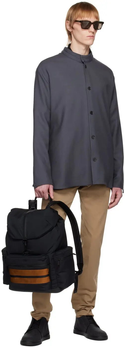 Zegna Logo Printed Stripe-trimmed Backpack
