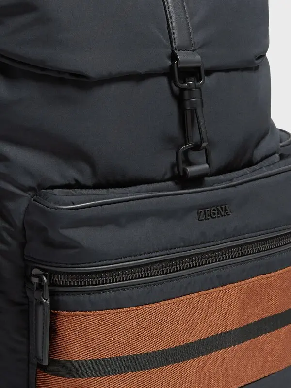 Zegna Logo Printed Stripe-trimmed Backpack