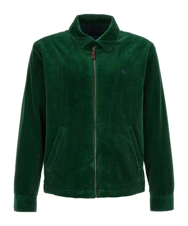 Polo Ralph Lauren 8 Wale Corduroy Embroidered Pony Windbreaker Jacket - Green