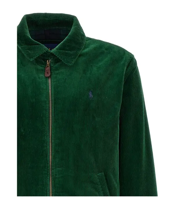 Polo Ralph Lauren 8 Wale Corduroy Embroidered Pony Windbreaker Jacket - Green